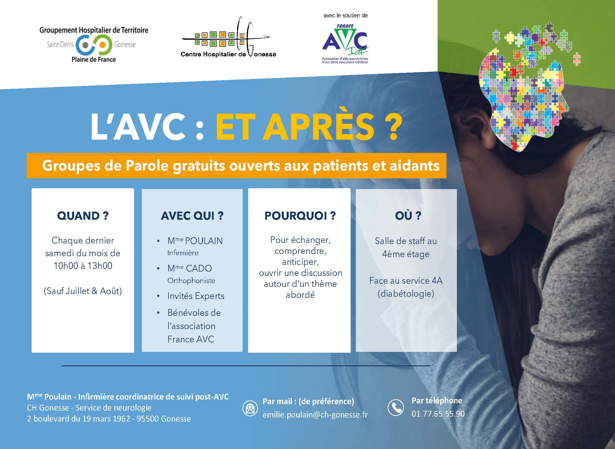 L'AVC et après : Groupes de paroles gratuits et ouverts à tous (patients et aidants) | CH Gonesse
